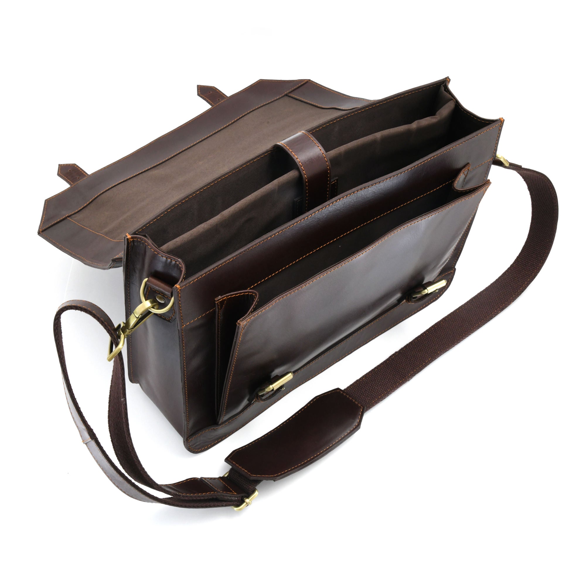 Dark Brown Full Grain Leather Soft Briefcase Bag