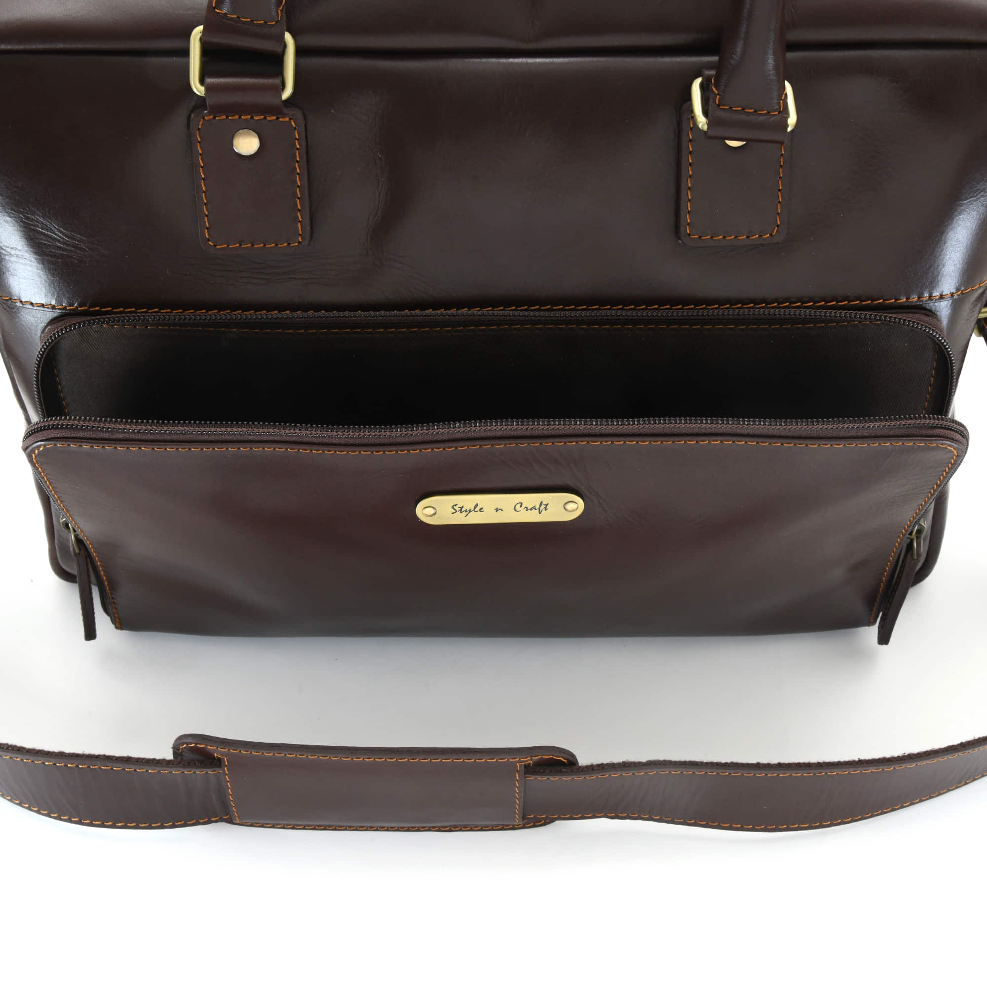 Dark Brown Full Grain Leather Soft Laptop Briefcase Bag