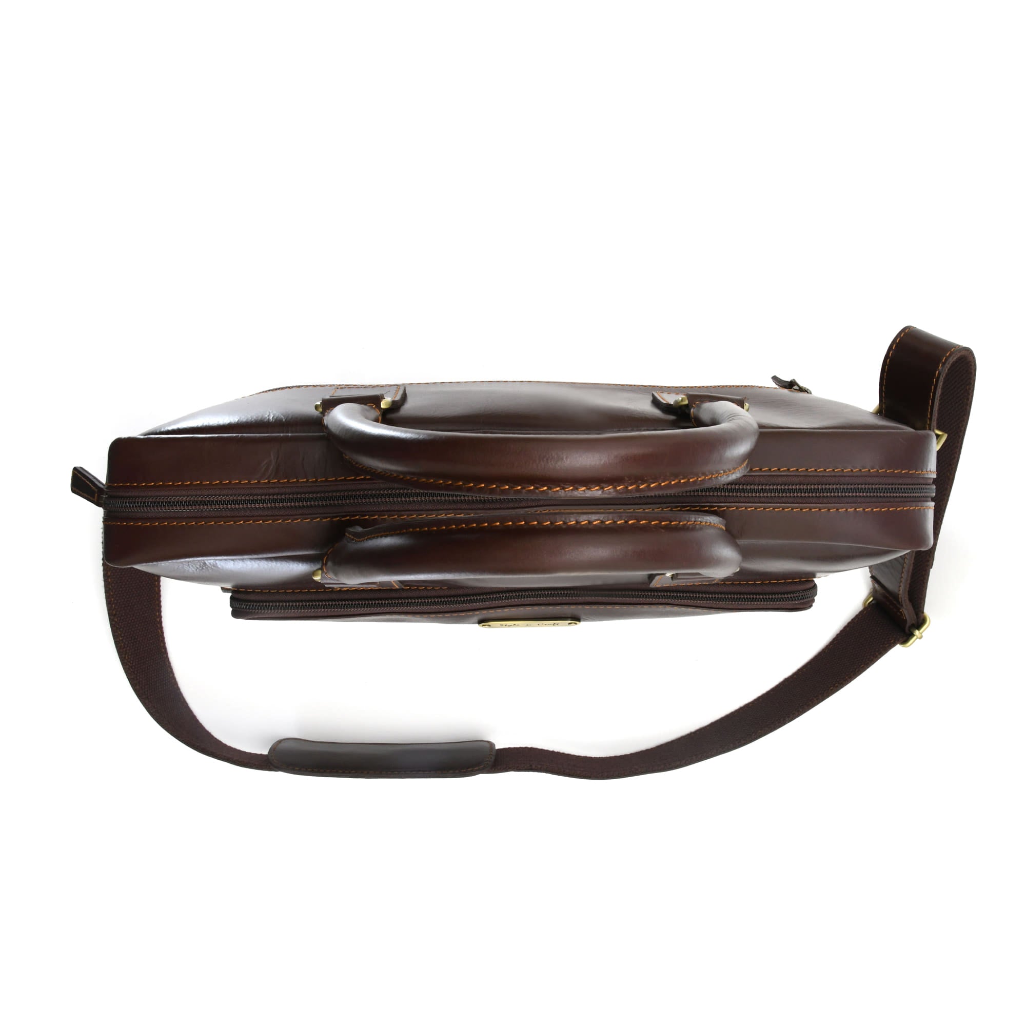 Dark Brown Full Grain Leather Soft Laptop Briefcase Bag