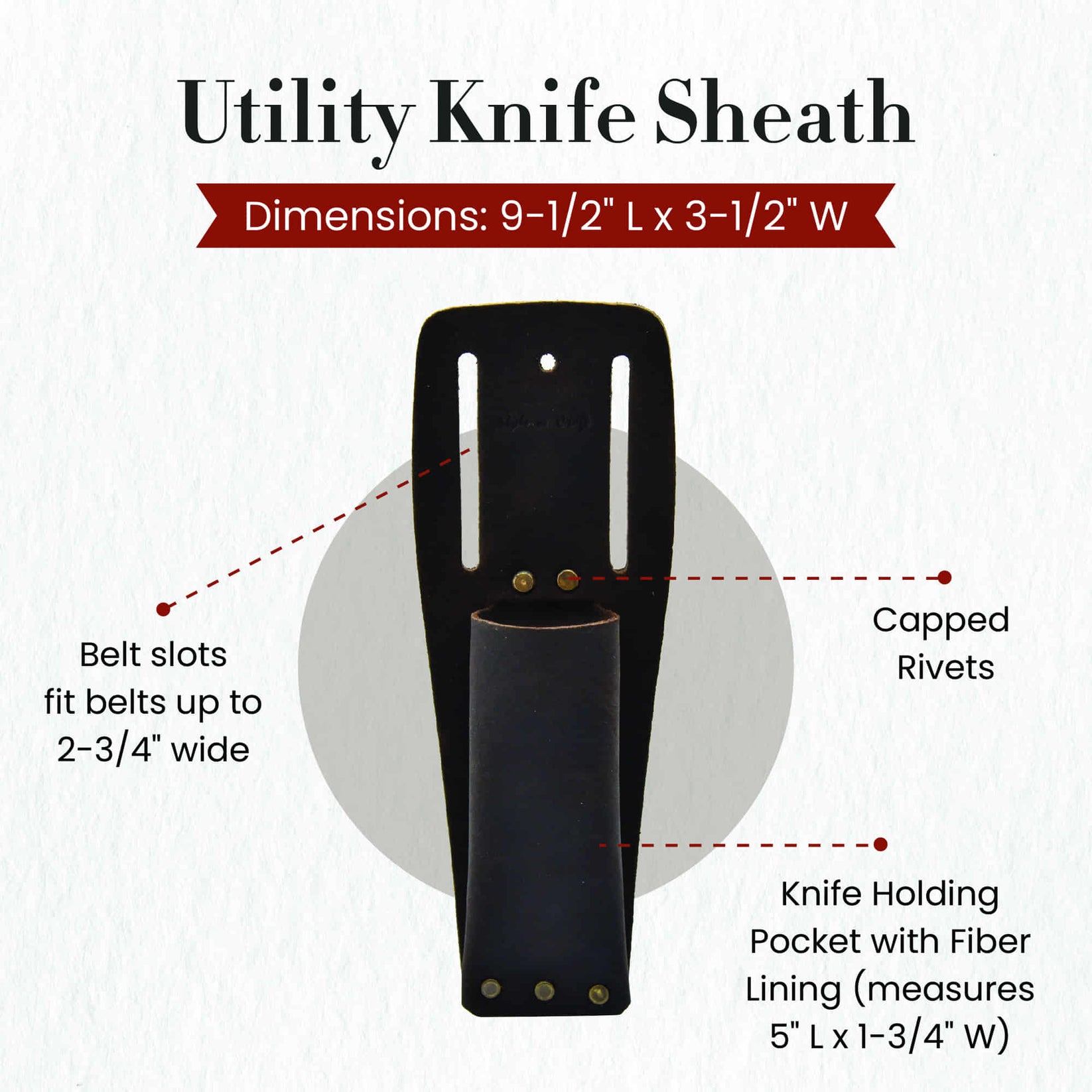 Utility Knife Sheath in Full Grain Oiled Leather