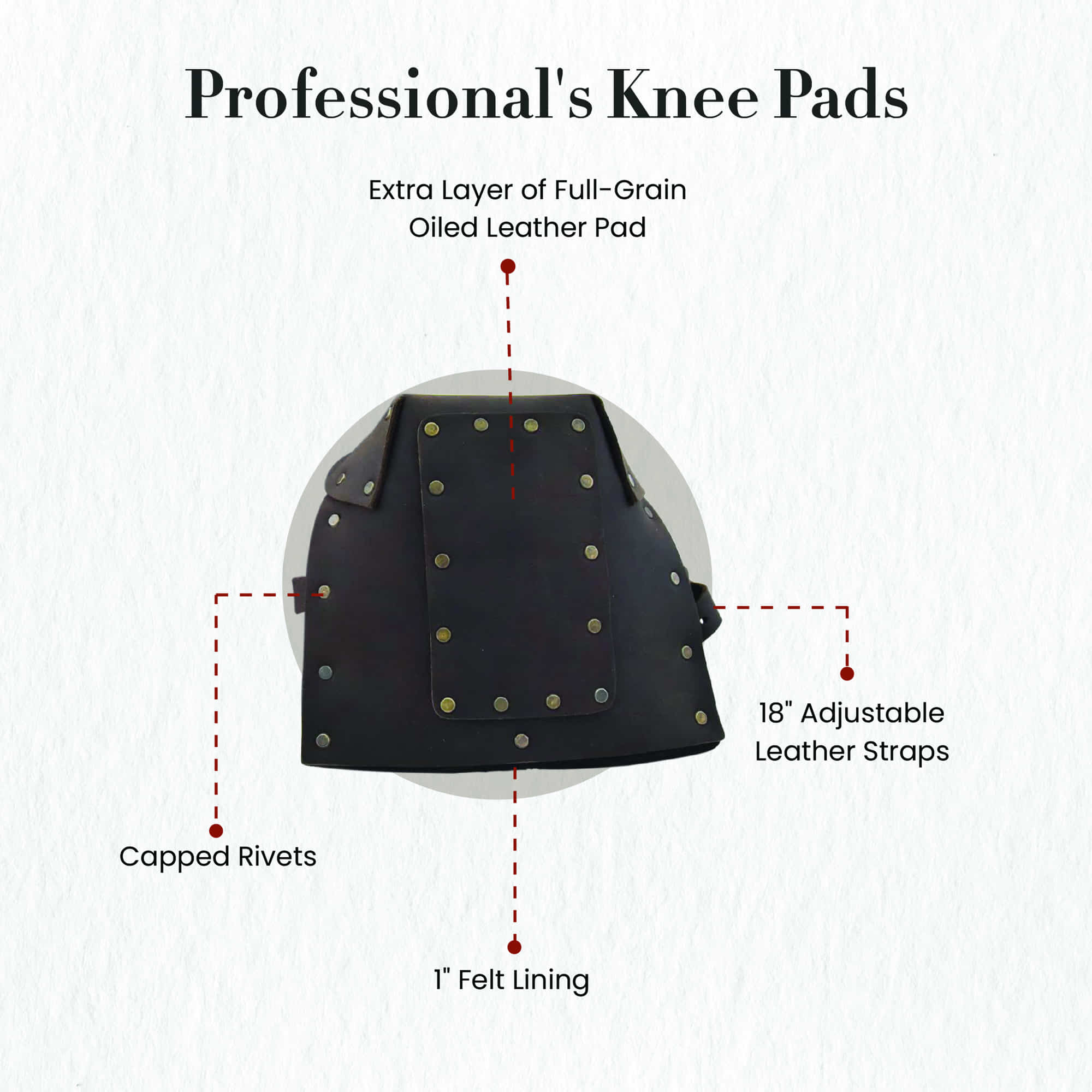 Professional's Knee Pads in Heavy Full Grain Oiled Leather