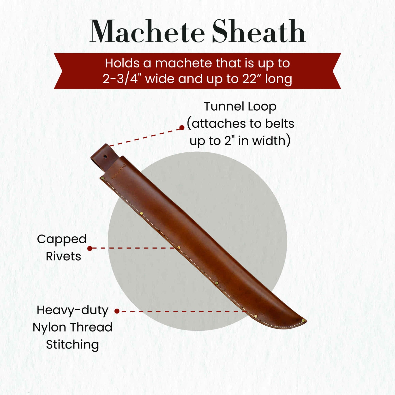 22 Inch Machete Sheath in Heavy Full Grain Leather | Style n Craft | #98028