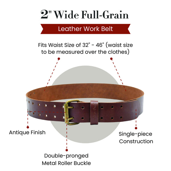 Leather Belt | 2 Inch Wide Tan Full Grain Leather Work Belt